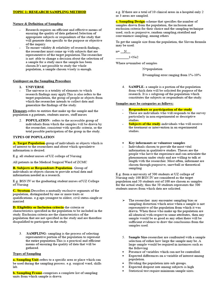 Research prefinal exam | PDF | Sampling (Statistics) | Validity (Statistics)