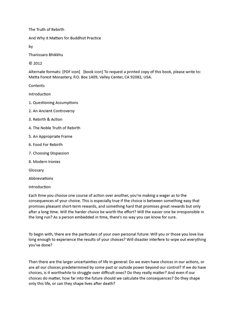 The Truth of Rebirth | PDF | Four Noble Truths | Karma