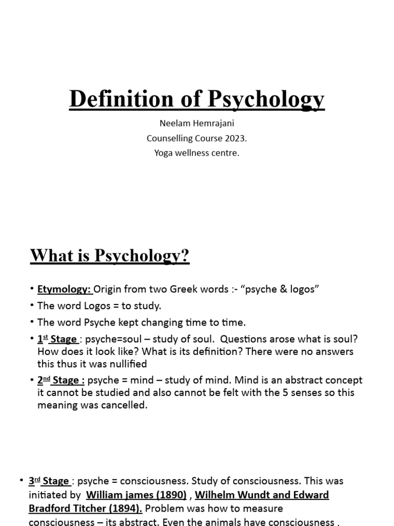Definition of Psychology | PDF | Psychology | Educational Psychology