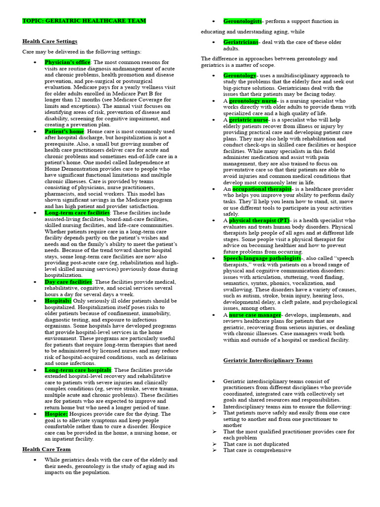 Geria Prefinals 1 | PDF | Dementia | Geriatrics