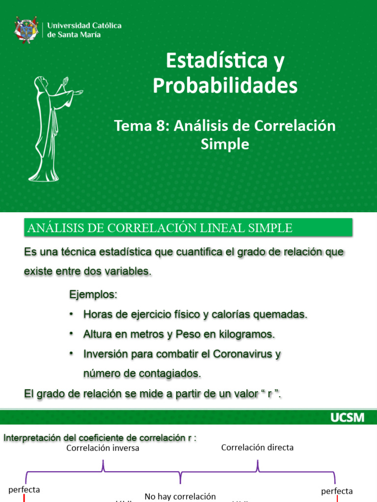 TEMA 6 Correlación Lineal Simple UCSM Pearson | PDF | Estadísticas ...