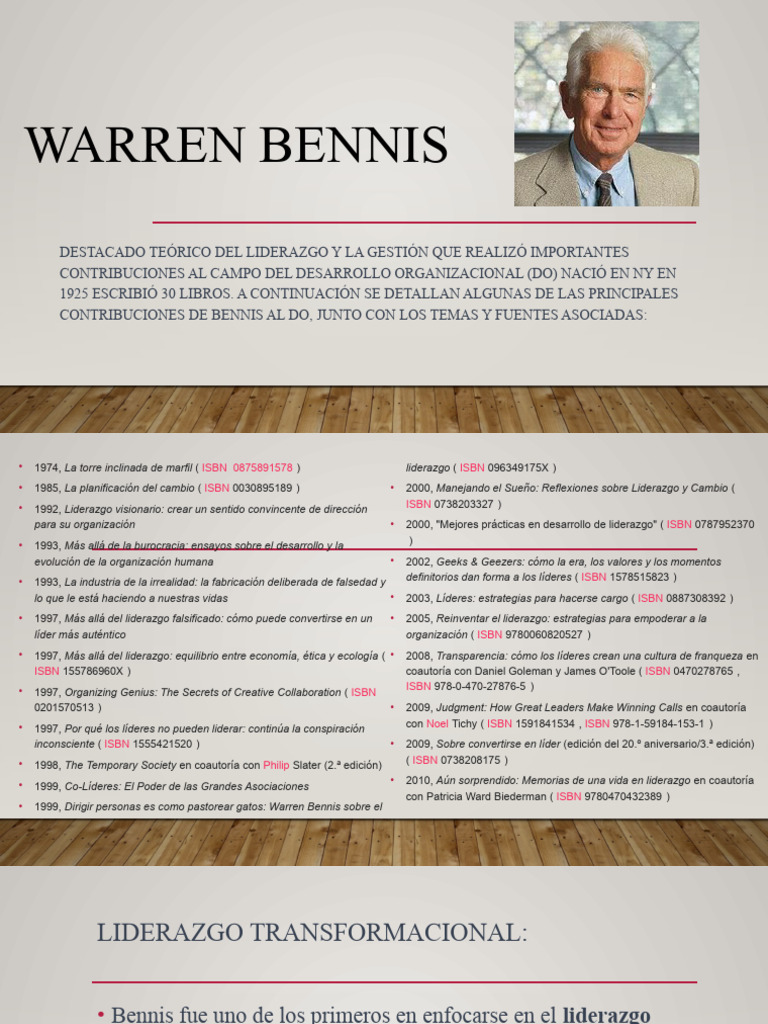Aportaciones de Warren Bennis al Liderazgo | PDF | Liderazgo | Cognición