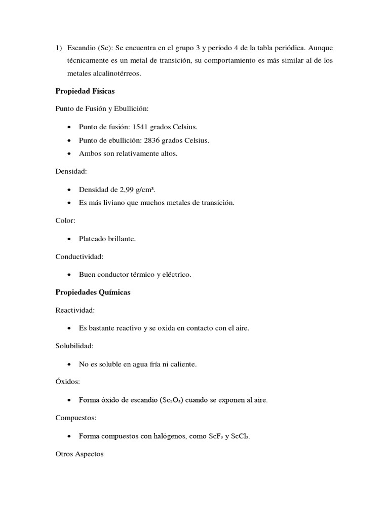Metales de Transición Del 4to Periodo | PDF