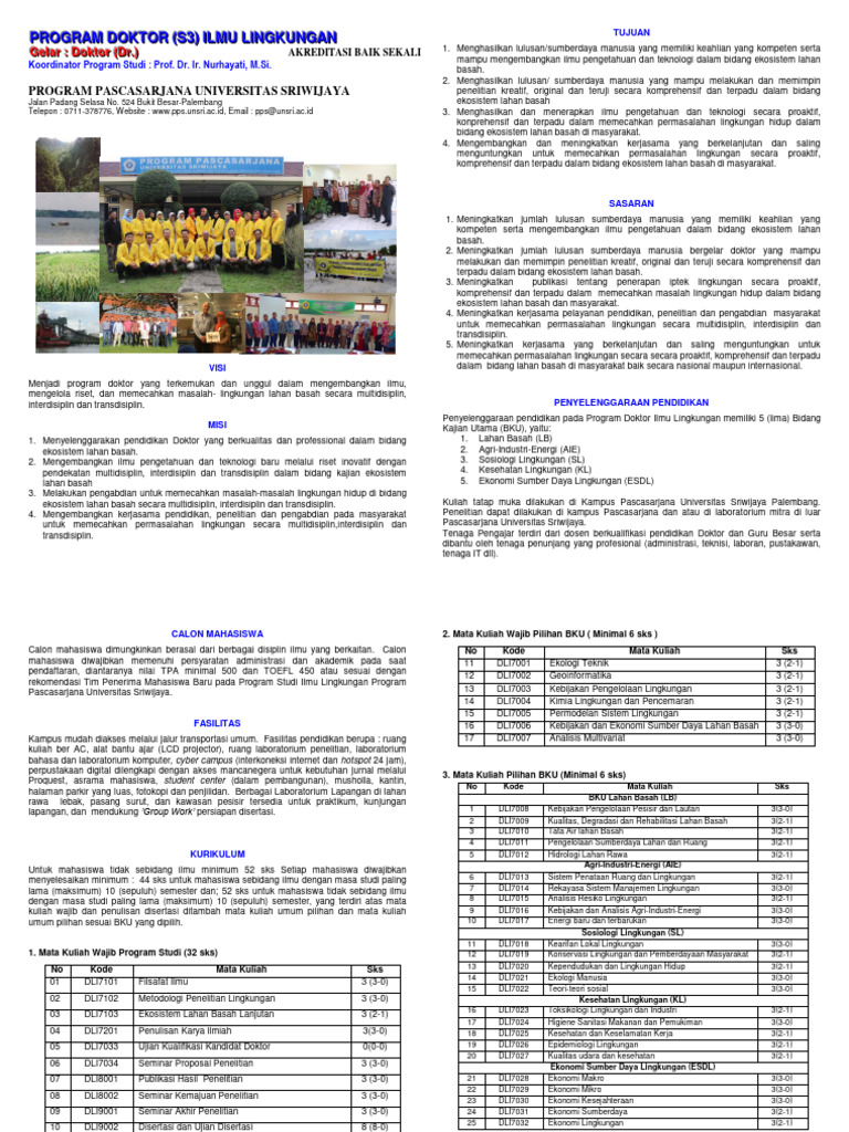 Program Doktor s3 Ilmu Lingkungan Leaflet 2022 | PDF