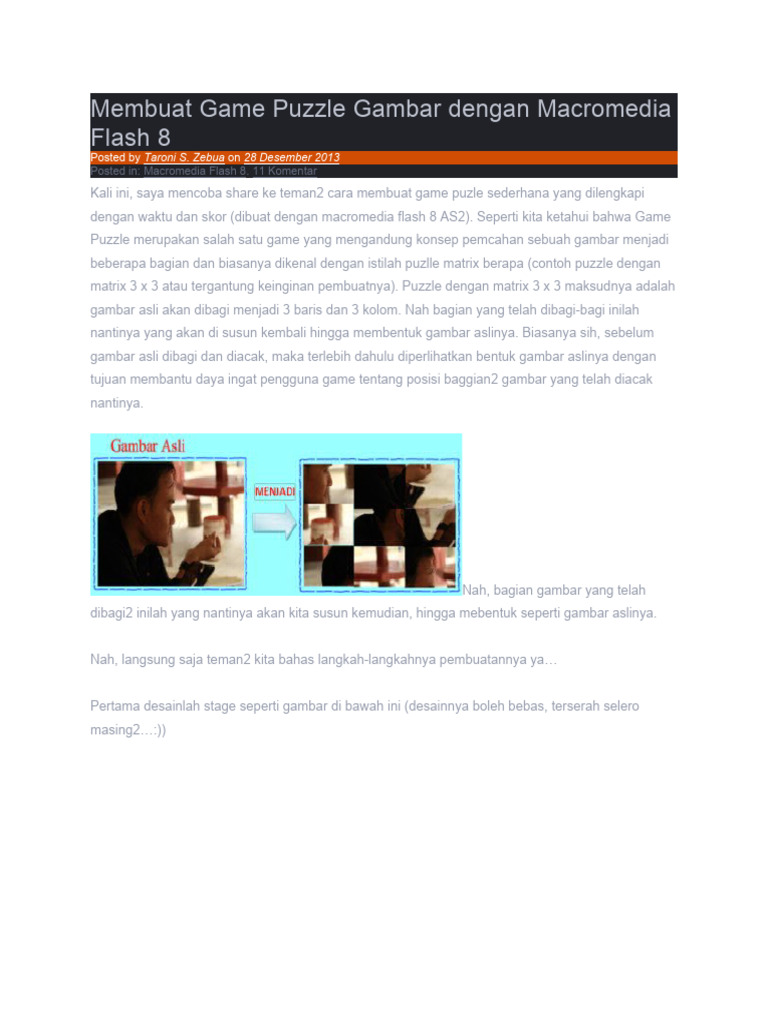 Membuat Game Puzzle Gambar Dengan Macromedia Flash | PDF | Komputer