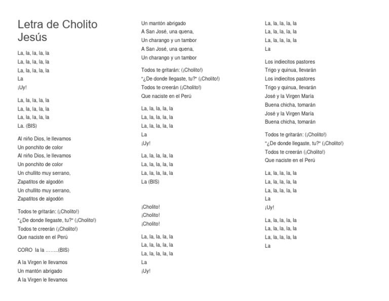 Letra de Cholito Jesús | PDF