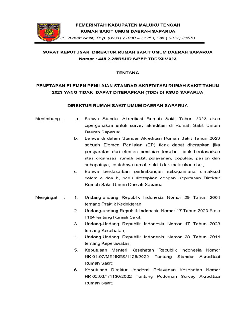 PENETAPAN ELEMEN PENILAIAN TDD | PDF