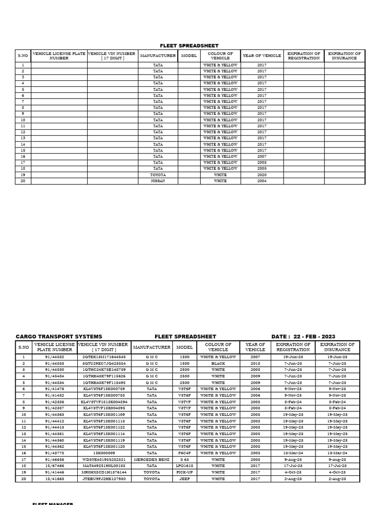 Fleet Model | PDF | Wheeled Vehicles | Automotive Industry