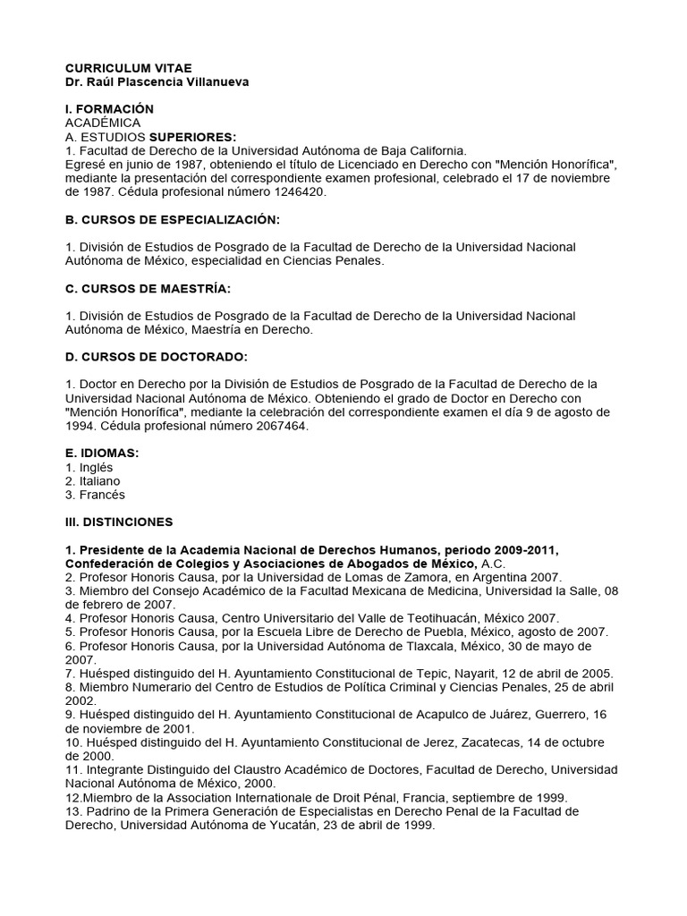 CV Plascencia | PDF | México | Universidad