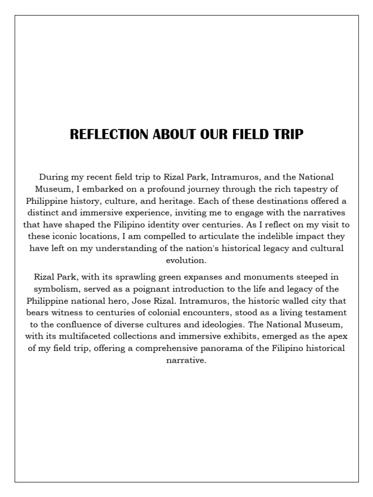 Reflection About Our Field Trip | PDF