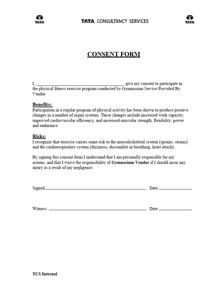 Gym Fitness Program Consent Form | PDF | Career & Growth | Law