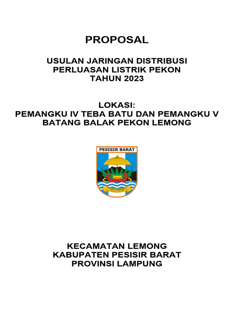 Proposal Jaringan Listrik Batang Balak | PDF