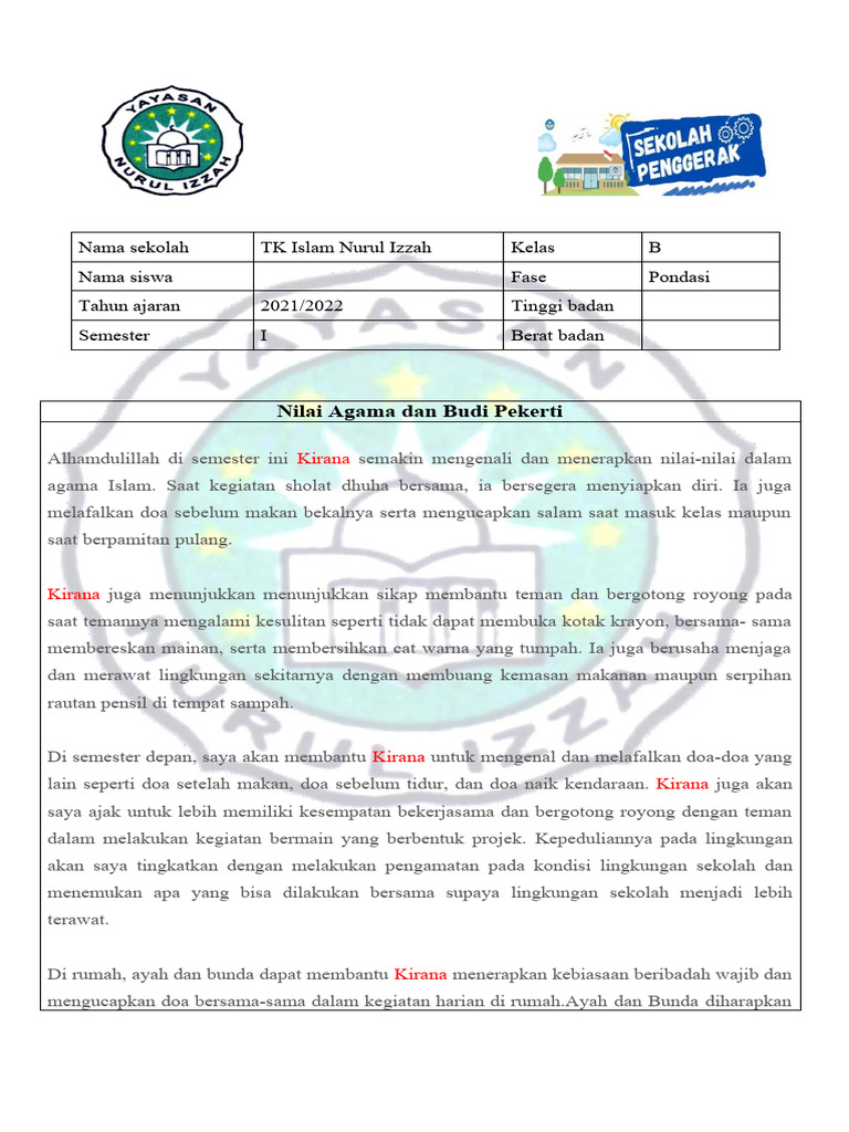Contoh Raport | PDF