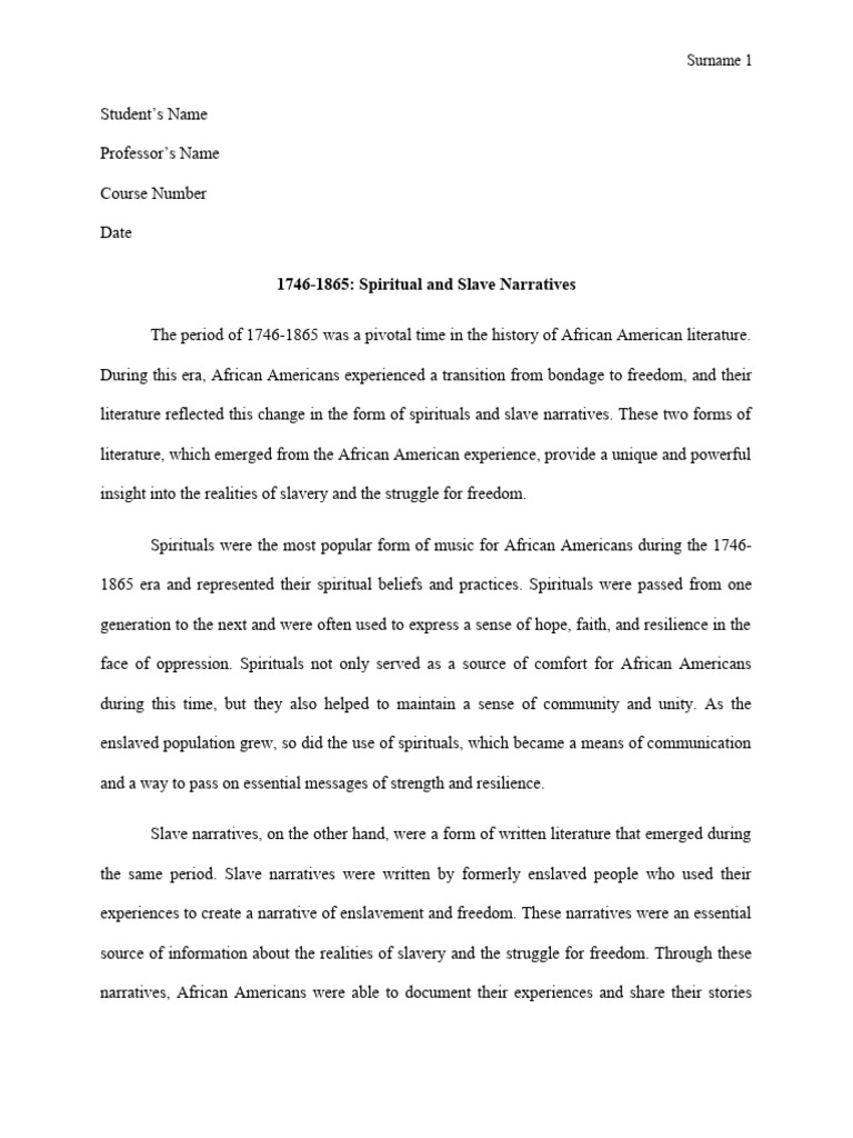 Spirituals and Slave Narratives 1746-1865 | PDF | African American ...