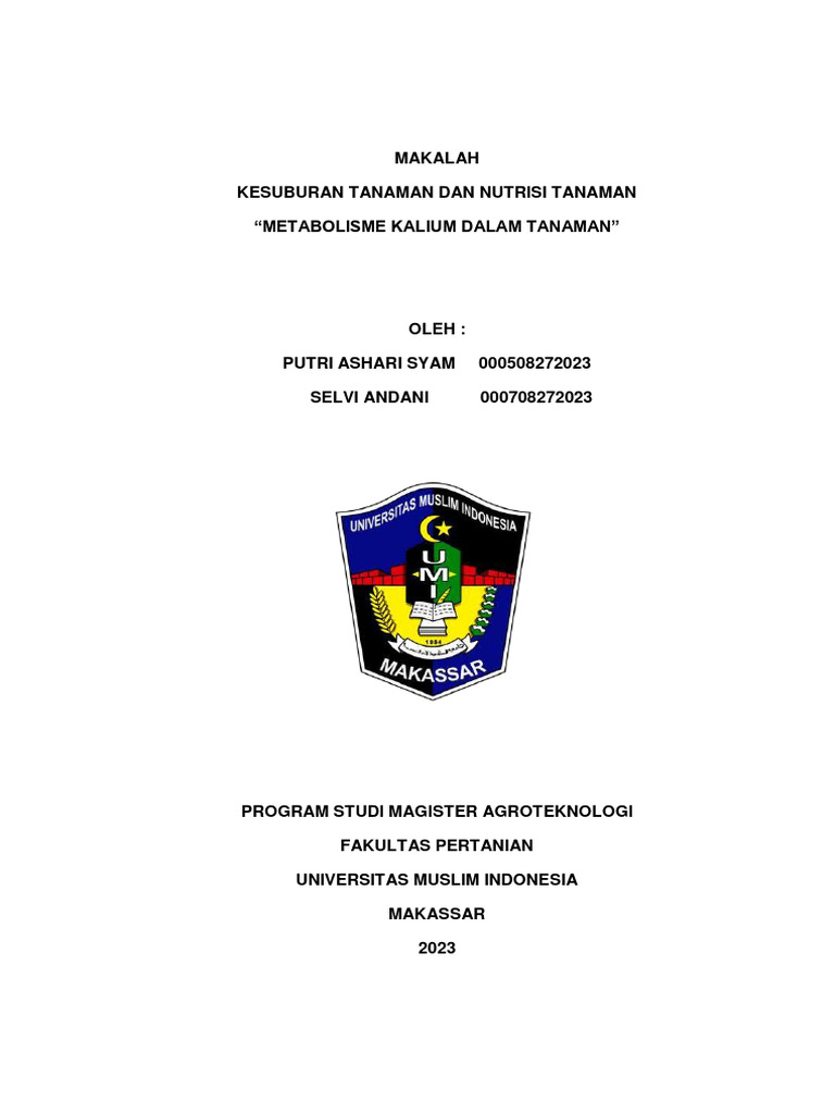 Metabolisme Kalium pada Tanaman | PDF
