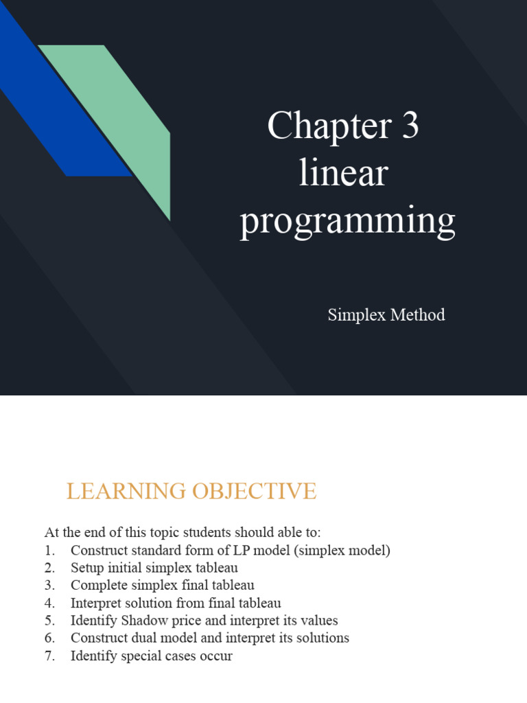Chapter 3 Simplex Method | PDF