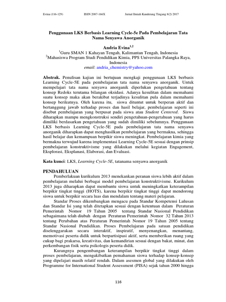 Penggunaan LKS Berbasis Learning Cycle-5e Pada Pem | PDF | Kesehatan ...