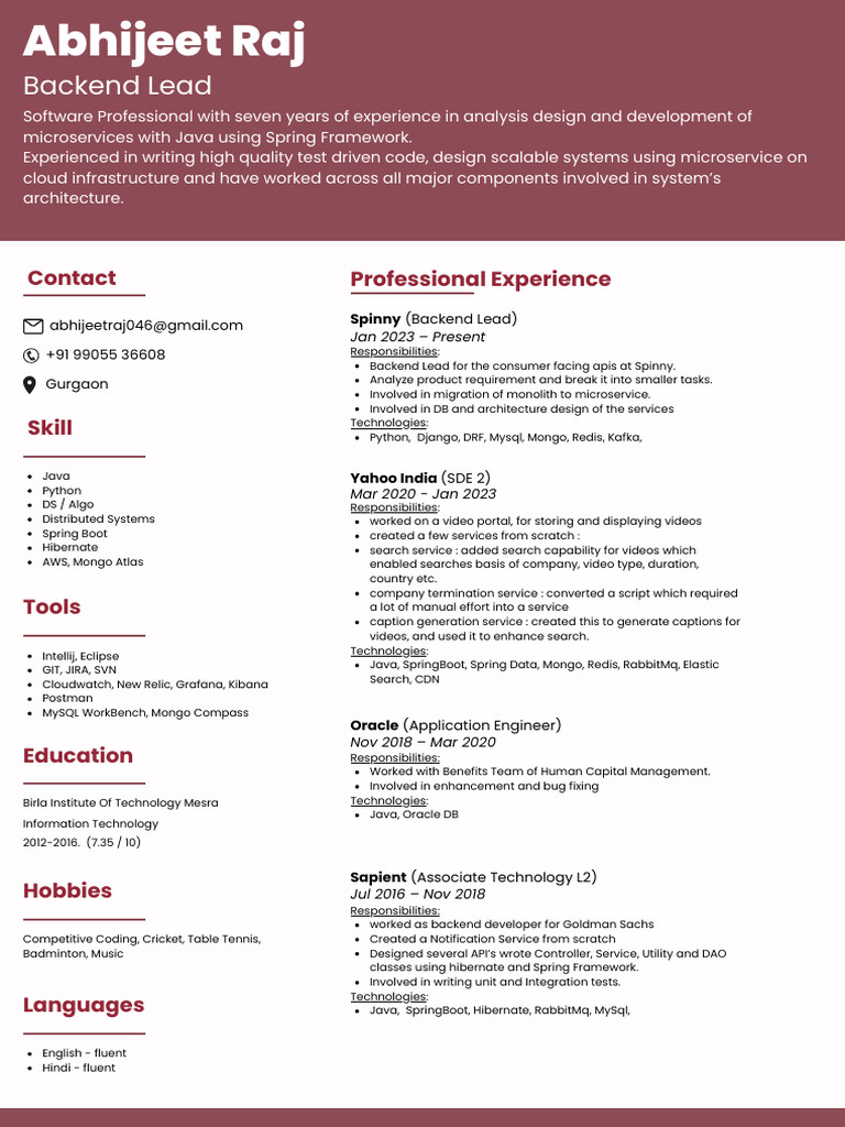 Abhijeet's Resume1 | PDF | My Sql | Java (Programming Language)