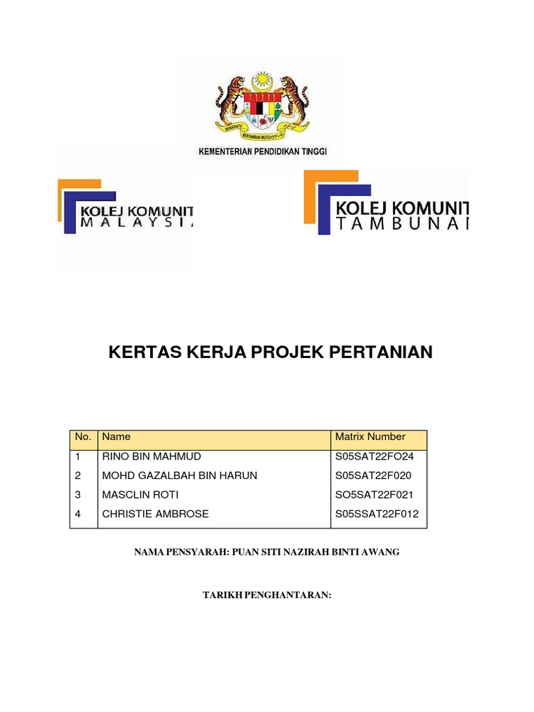 Kertas Kerja Projek Pertanian RMCG | PDF