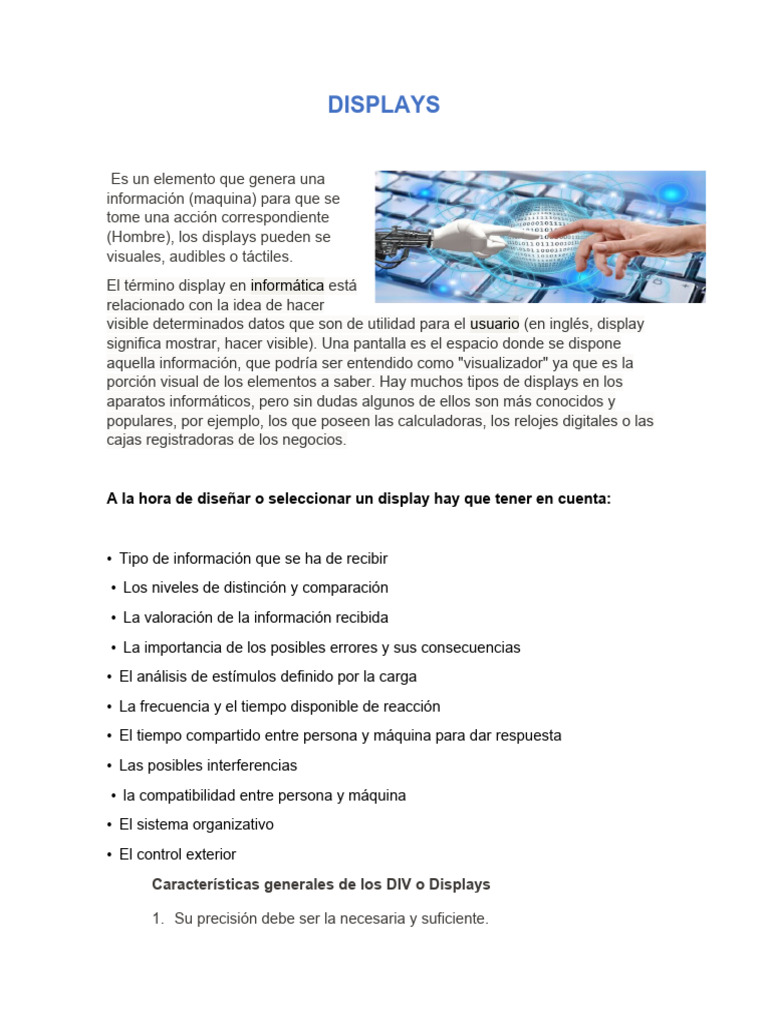 Tipos de Display | PDF | Información | Informática Tipos de Display | PDF | Información | Informática