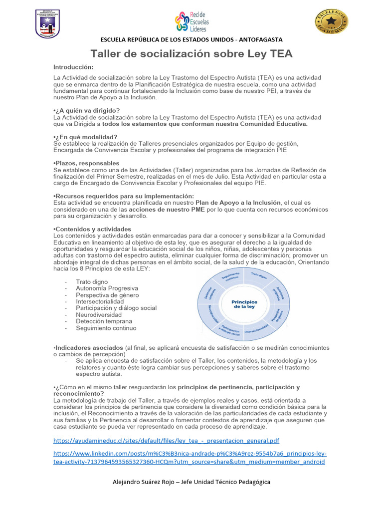 Taller de socialización sobre Ley TEA - Alejandro Suárez Rojo | PDF ...