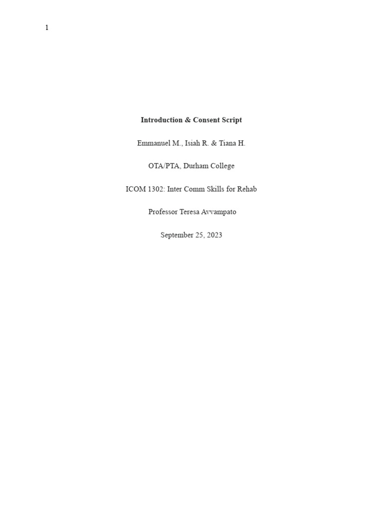 project 1 - introduction and consent script 10 | PDF