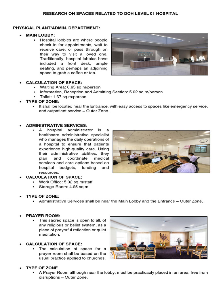 Research On Spaces Related To Doh Level 01 Hospital | PDF | Operating ...