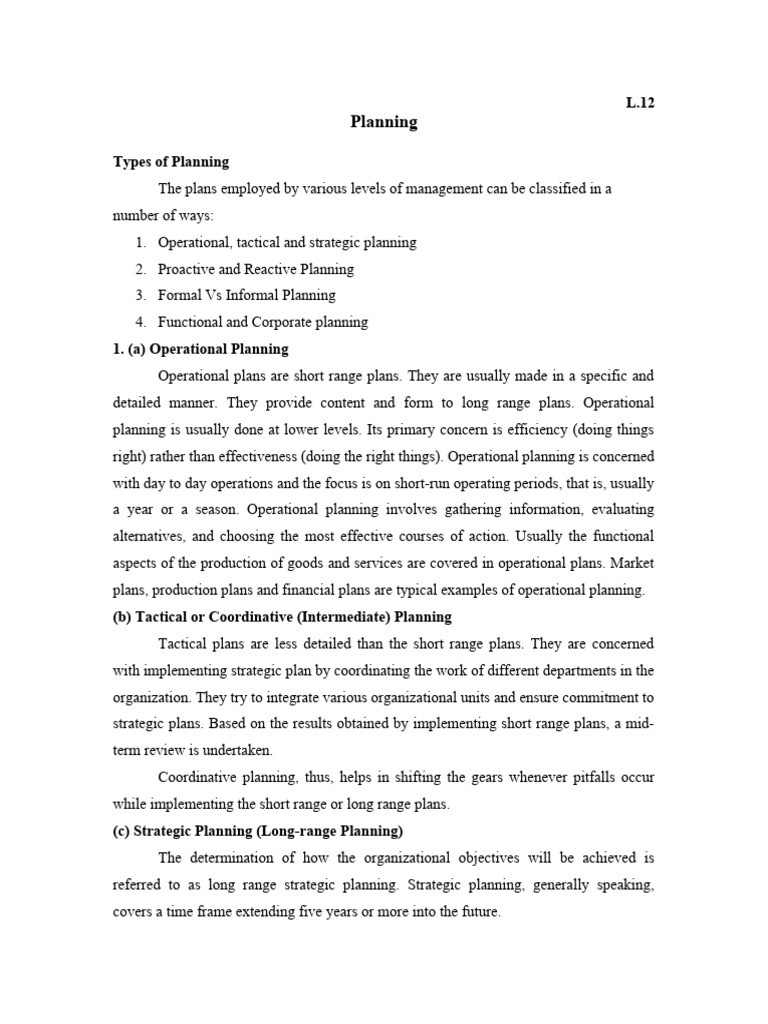 Planning Types | PDF | Strategic Planning | Goal Planning Types | PDF | Strategic Planning | Goal