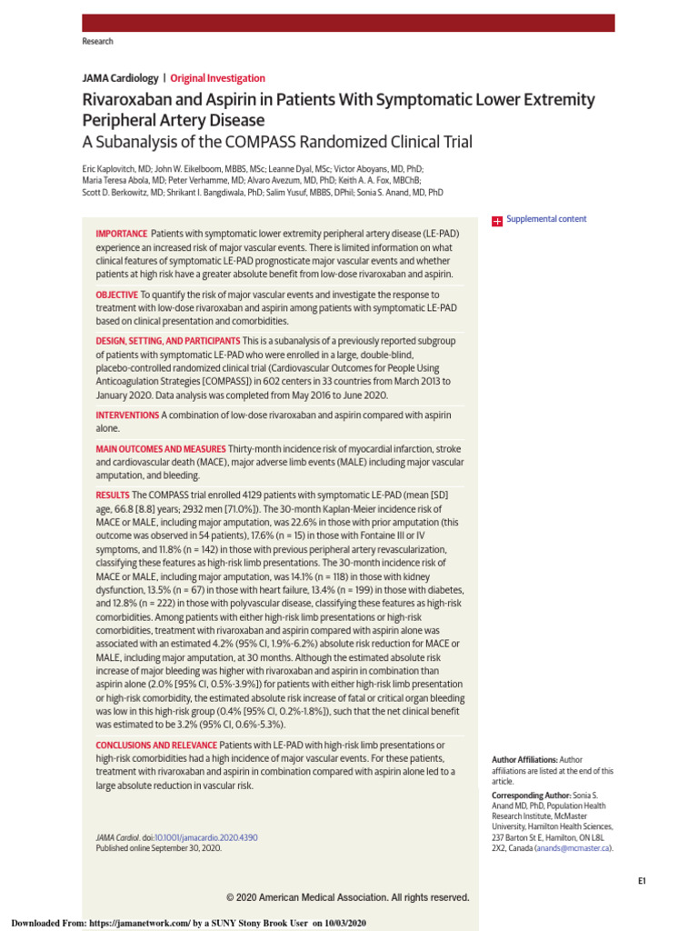 10 1001@jamacardio 2020 4390 | PDF | Aspirin | Causes Of Death