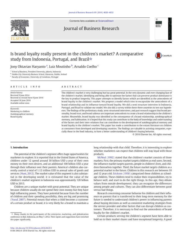 Is Brand Loyalty Really Present in The Children | PDF | Brand ...