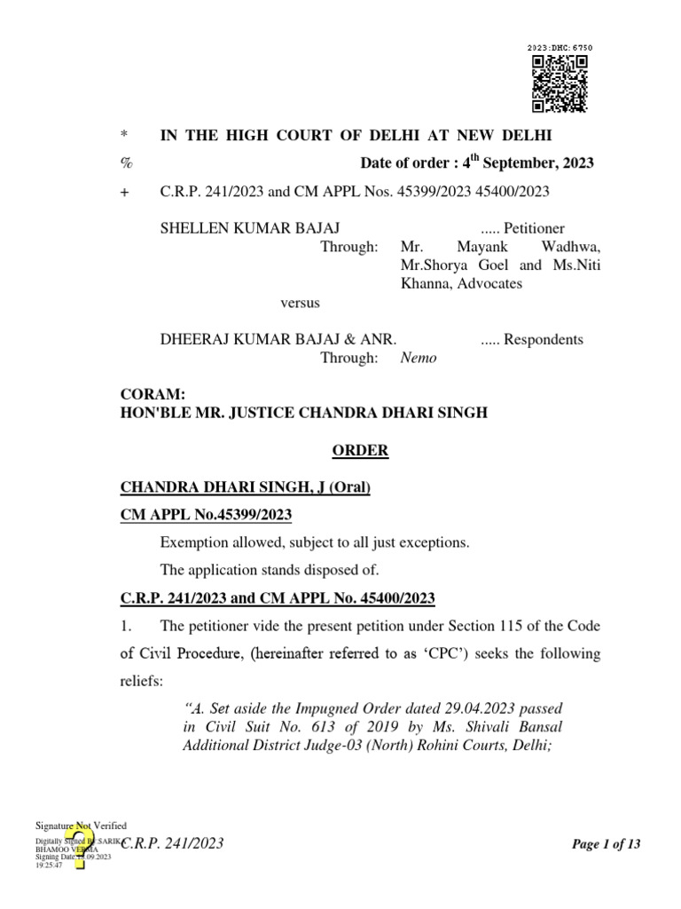 Delhi High Court | PDF | Lawsuit | Probate