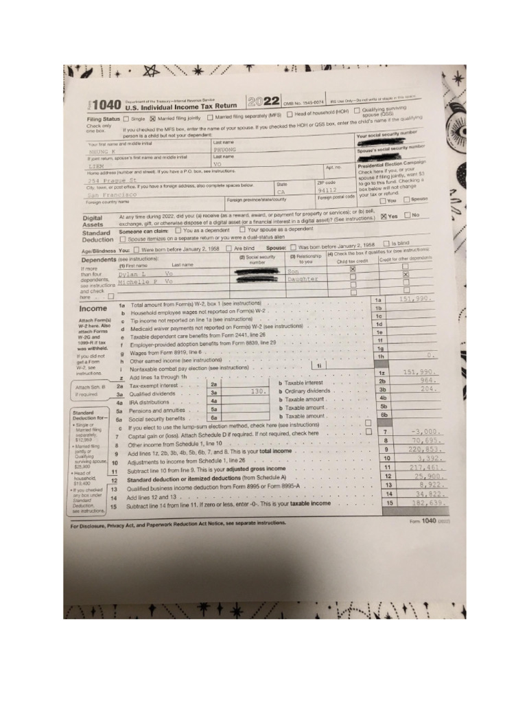 2022 1040 Federal Income Tax Return | PDF