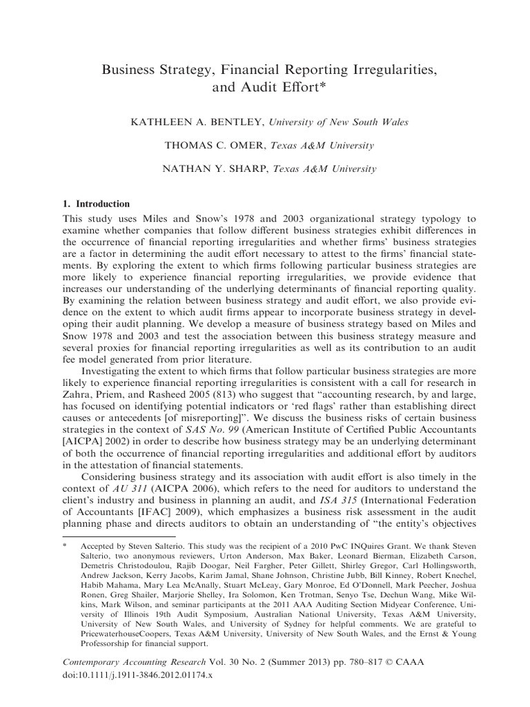 12 Bentley Et Al 2013 Pdf Audit Financial Audit