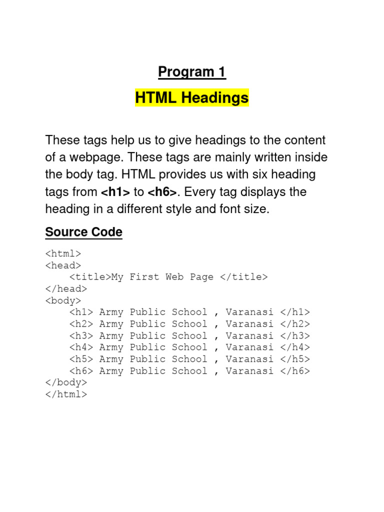 HTML PRACTICAL New | PDF | Hyperlink | Html Element HTML PRACTICAL New | PDF | Hyperlink | Html Element