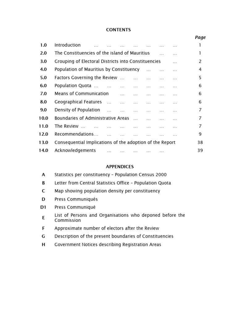Mauritius Electoral Boundaries Commission Report | Download Free PDF ...