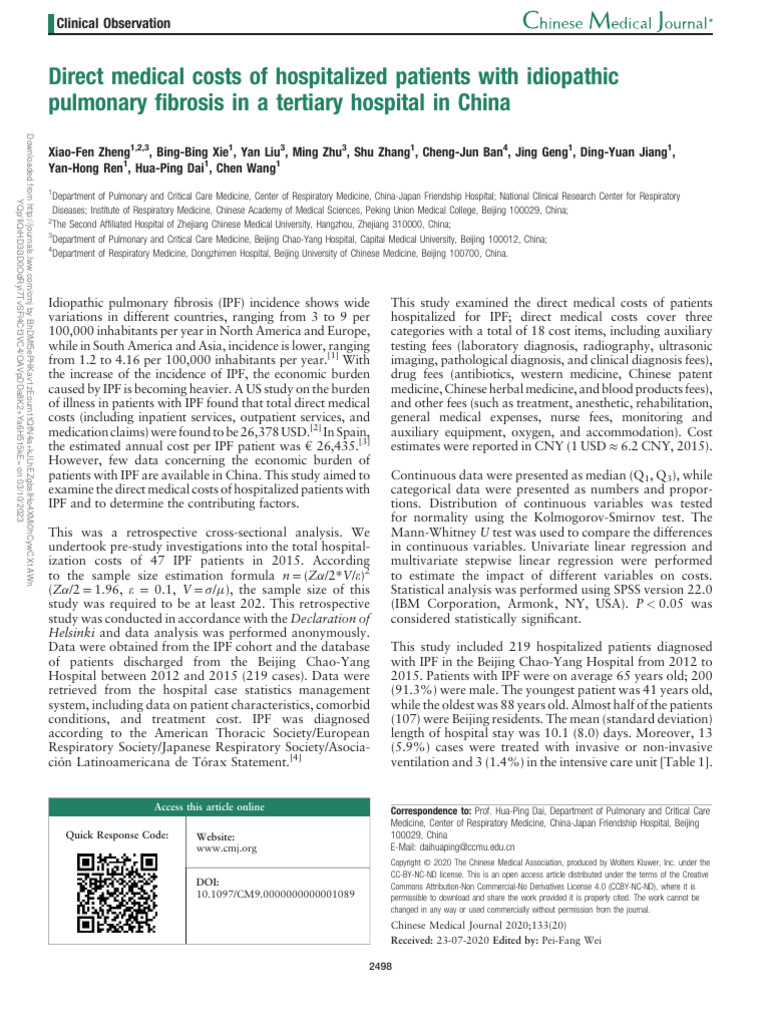 Direct Medical Costs of Hospitalized Patients With.16 | PDF | Medicine ...