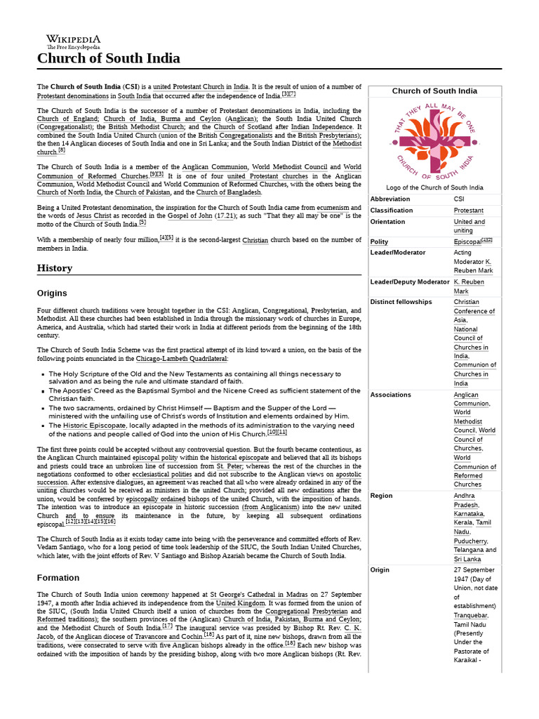 Church of South India Extra | PDF | Christian Denomination | Protestantism