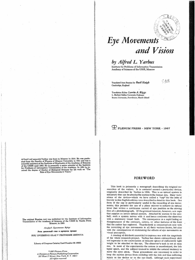 YARBUS A, Eye Movements and Vision | PDF