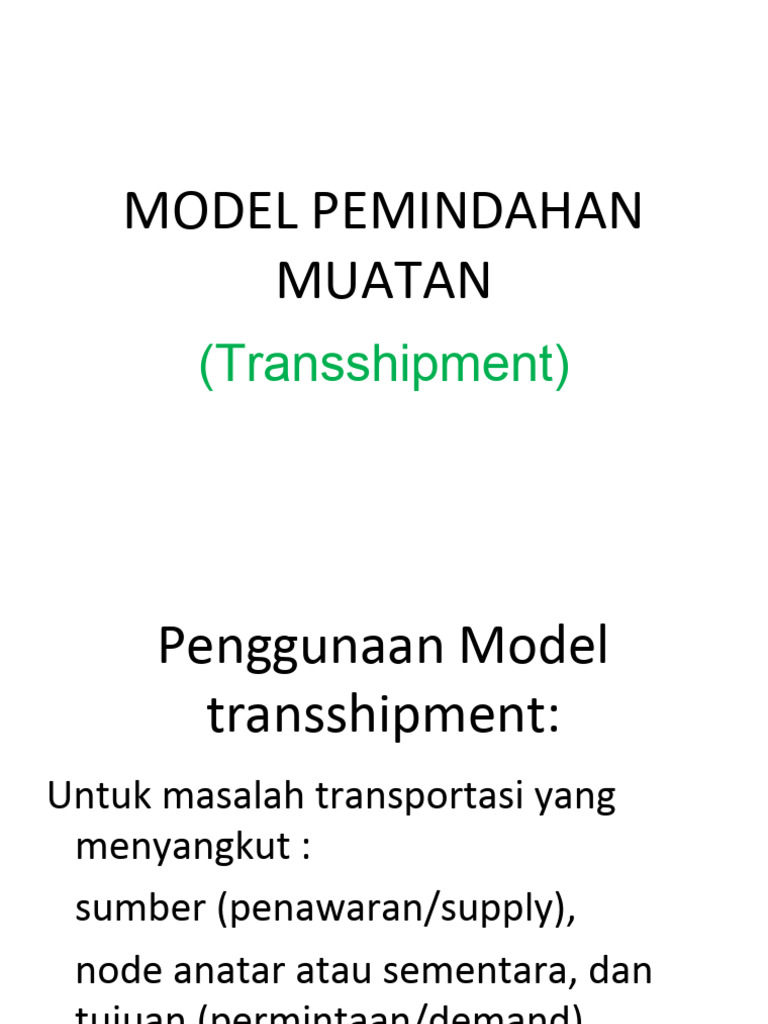 Model Transshipment untuk Optimalisasi Transportasi | PDF | Komputer ...