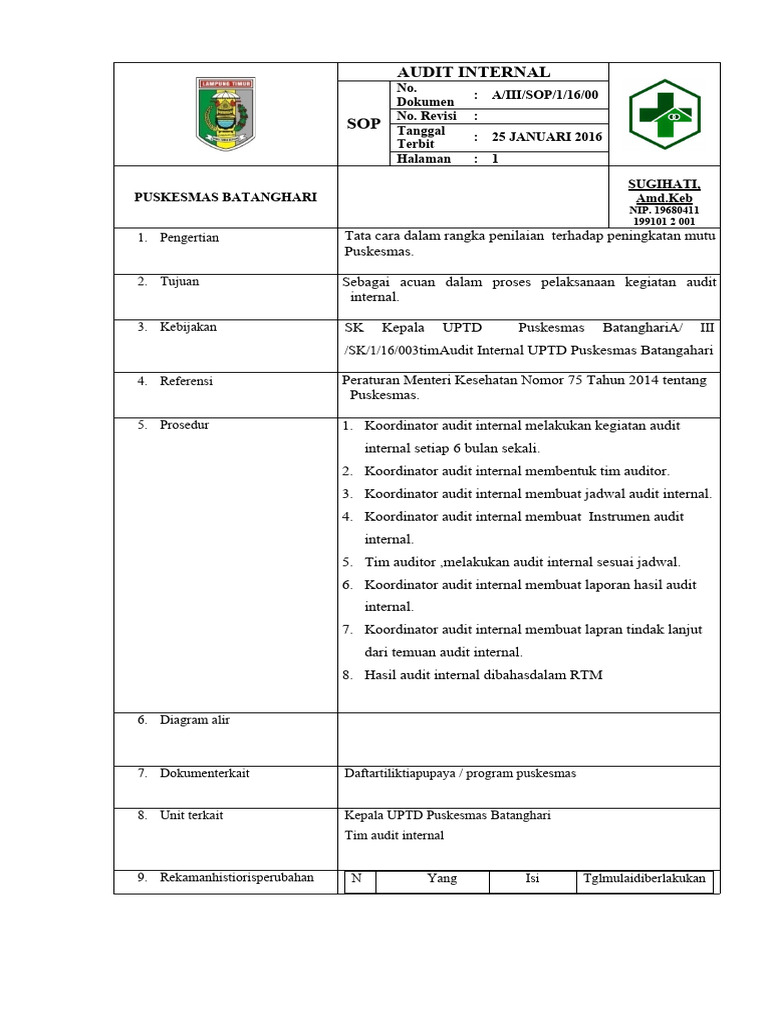 Sop Audit Internal | PDF
