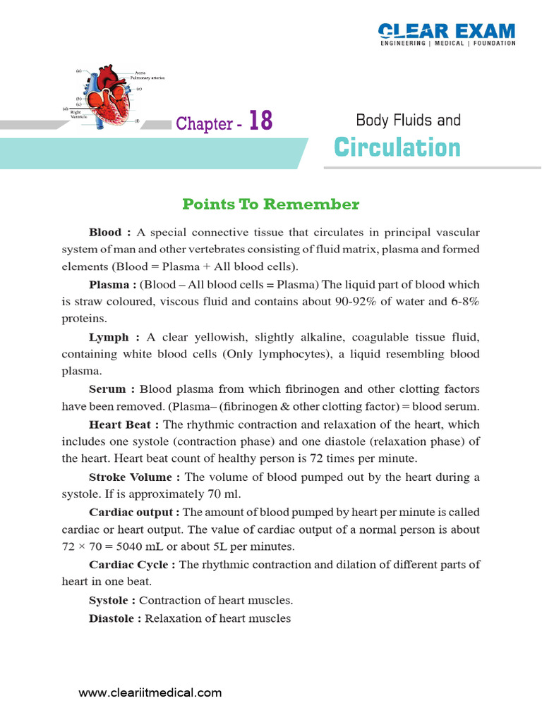 Chapter 18 Points To Remember | PDF | Heart Valve | Ventricle (Heart)
