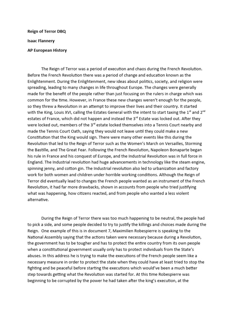 Reign of Terror DBQ | PDF | Reign Of Terror | French Revolution