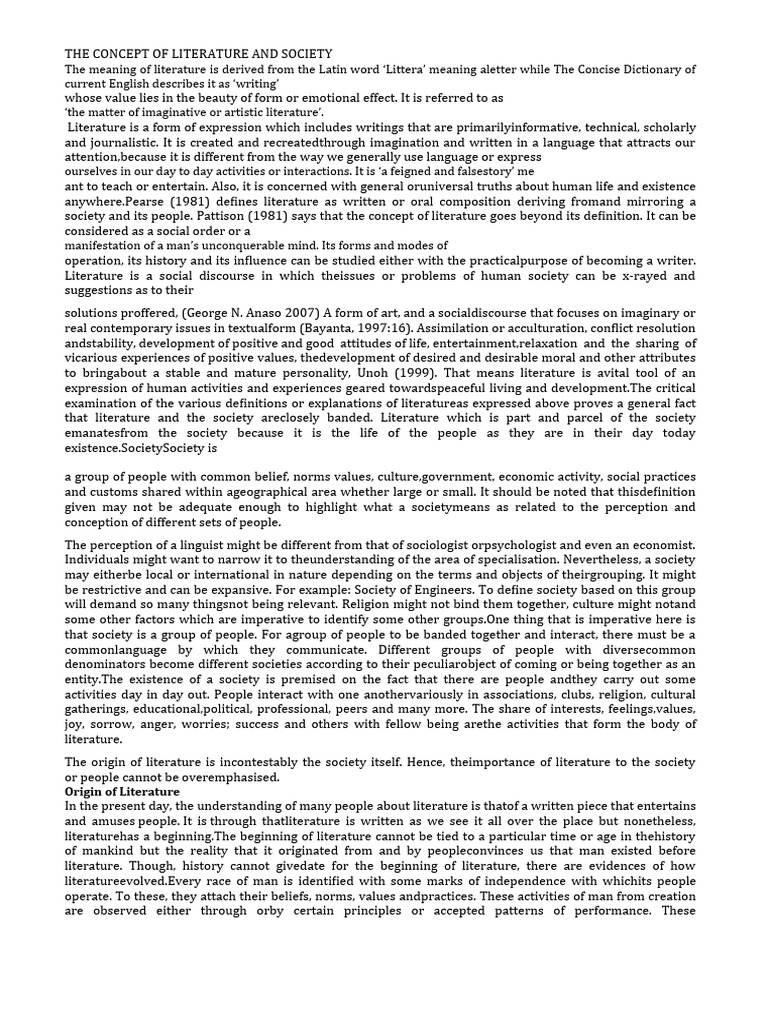 Role of Literature in Society | PDF | Cognition