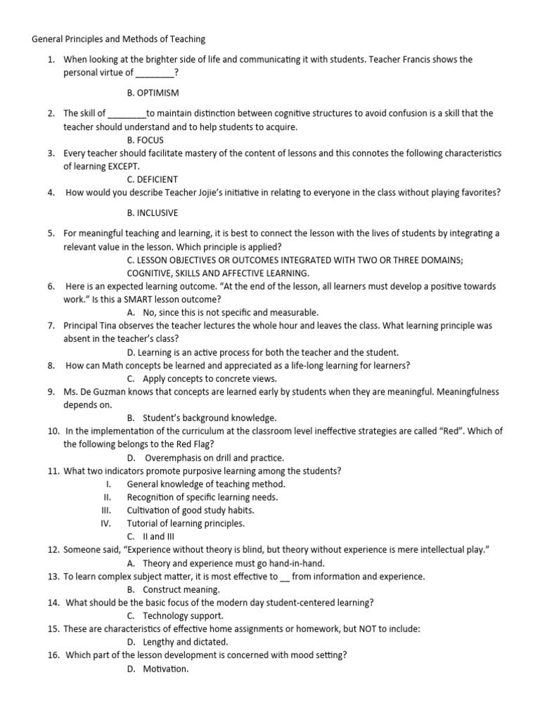 General Principles and Methods of Teaching | PDF | Learning | Teachers