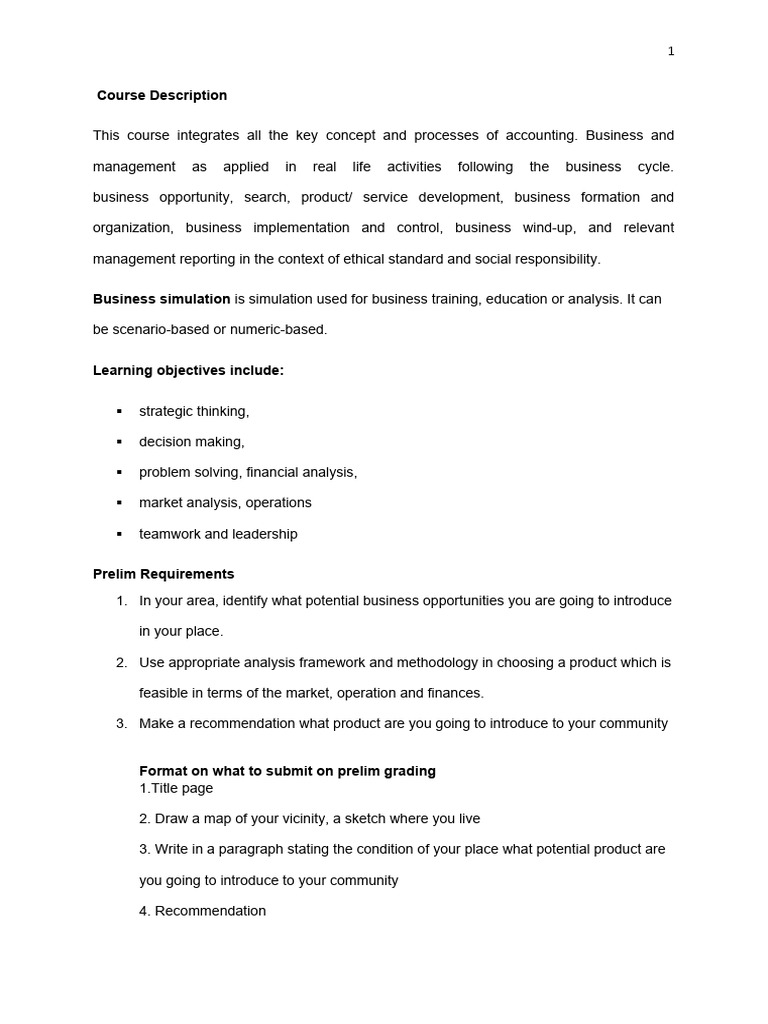ABM9 Buss. Interprise Simulation Prelim Module | PDF | Simulation ...