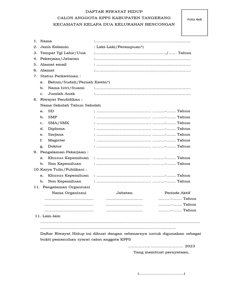 Formulir KPPS 2024 | PDF | Politik | Olahraga & Rekreasi