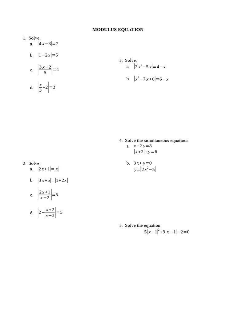 Modulus Equation PDF
