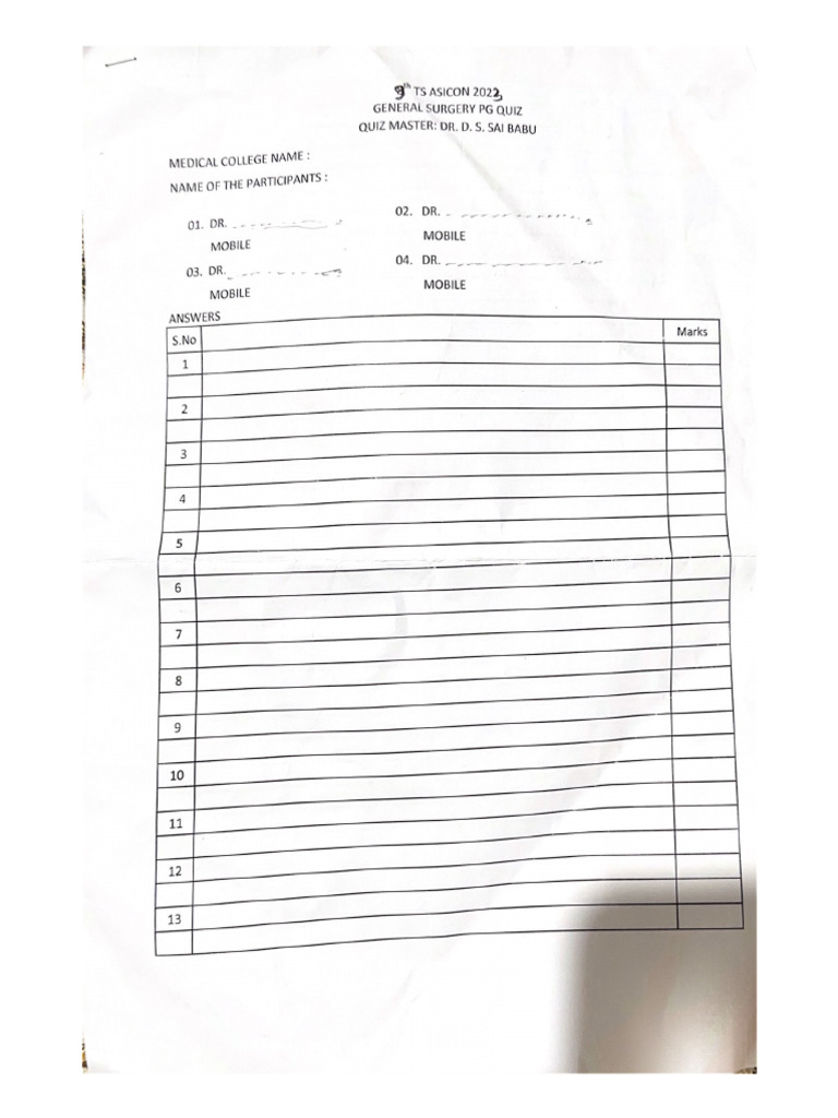 General Surgery PG Quiz | PDF