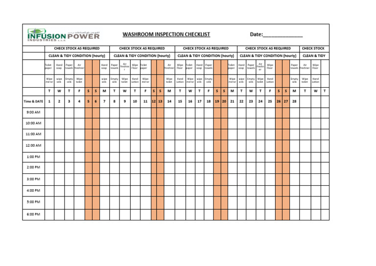 WASHROOM CHECKLIST | PDF