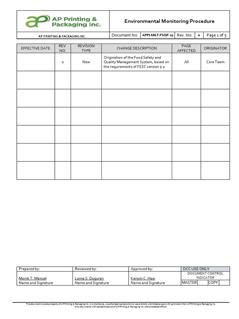 Environmental Monitoring Procedure Updated 070623-Reviewed | PDF ...